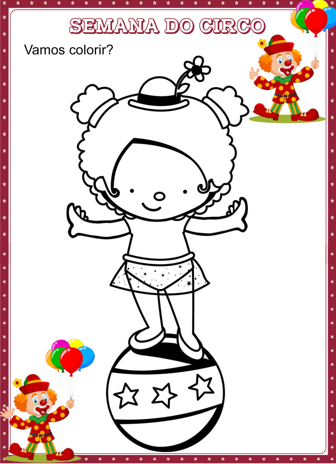 21 Desenhos Dia do Circo para Colorir | Cantinho do EVA