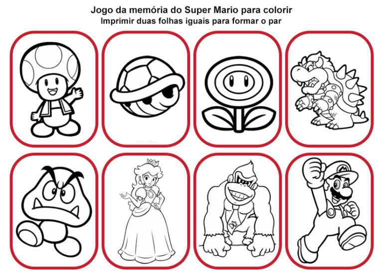 Jogo da Memória Super Mario para imprimir | Cantinho do EVA