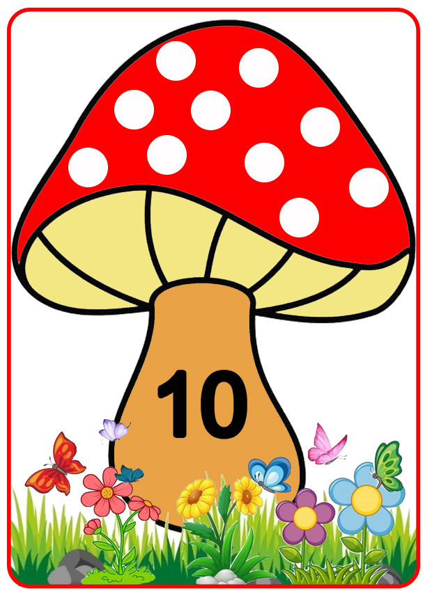 Cartazes dos números de 0 a 10 – tema Cogumelo | Cantinho do EVA
