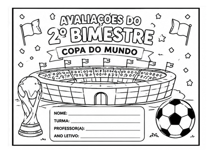 5 Capas de Avaliações do 2º Bimestre – Tema Copa do Mundo | Cantinho do EVA