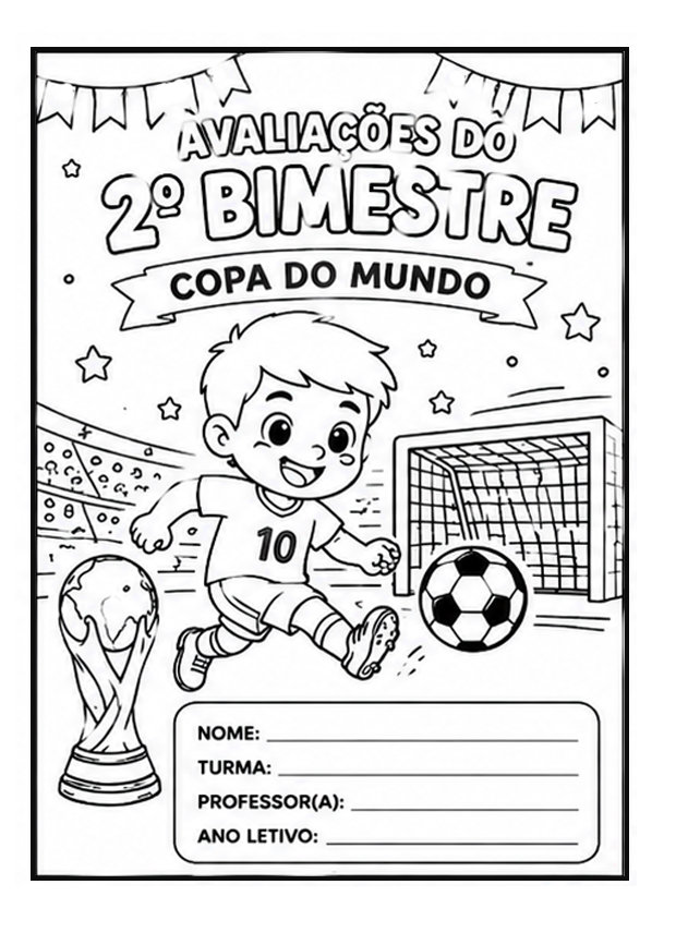 5 Capas de Avaliações do 2º Bimestre – Tema Copa do Mundo | Cantinho do EVA